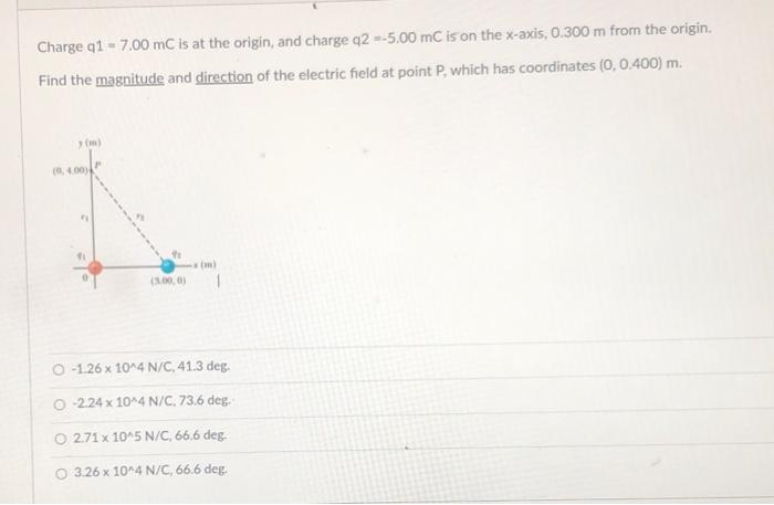 Solved Charge q1 - 7.00 mC is at the origin, and charge 92 | Chegg.com