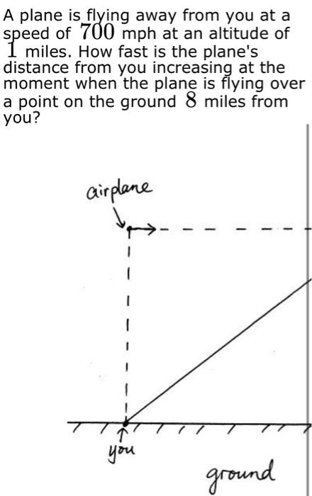 Solved A plane is flying away from you at a speed of 700mph | Chegg.com