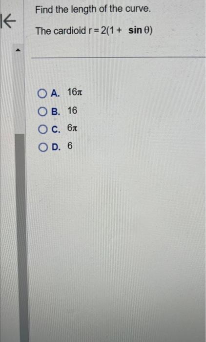 Solved Find the length of the curve. The cardioid | Chegg.com