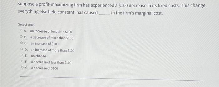 Solved Suppose a profit-maximizing firm has experienced a | Chegg.com