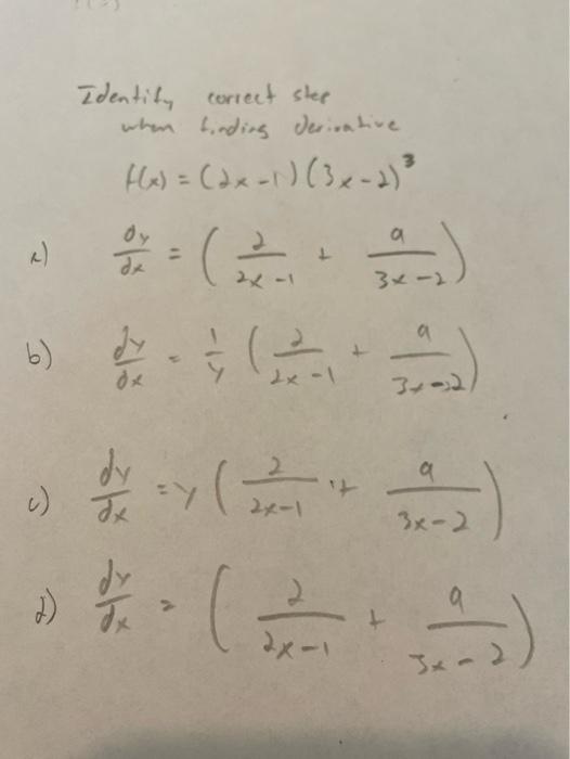 Solved Identity correct step when finding derivative Hxy = | Chegg.com