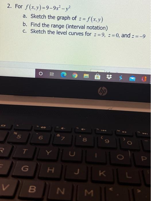 Solved 2. For f(x,y)=9-9x2 - y2 a. Sketch the graph of := | Chegg.com