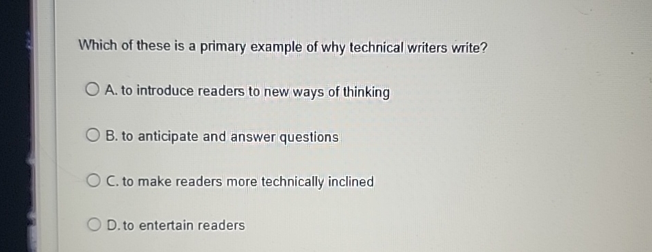 Solved Which of these is a primary example of why technical | Chegg.com