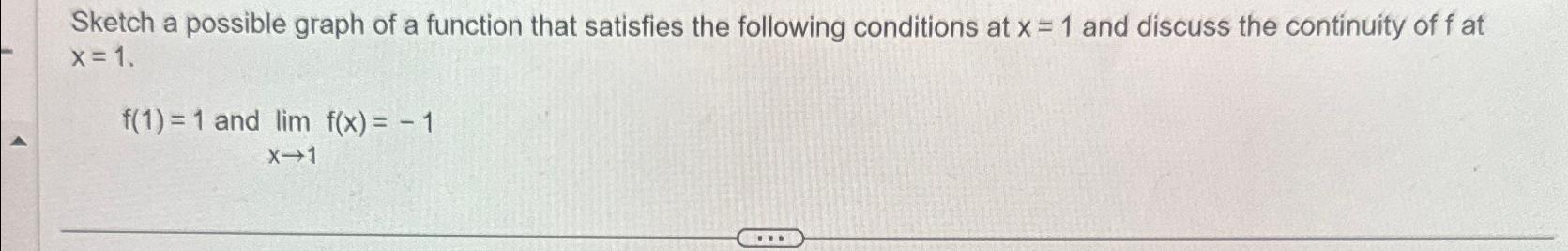 Solved Sketch a possible graph of a function that satisfies | Chegg.com