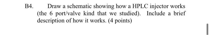 Solved B4. Draw a schematic showing how a HPLC injector | Chegg.com