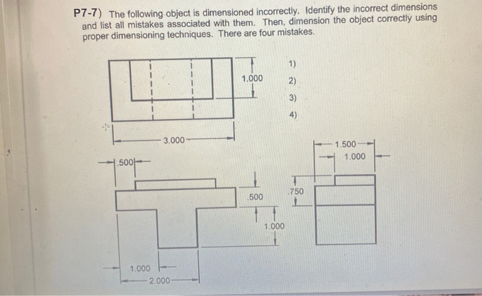 Solved P7-7) The following object is dimensioned | Chegg.com