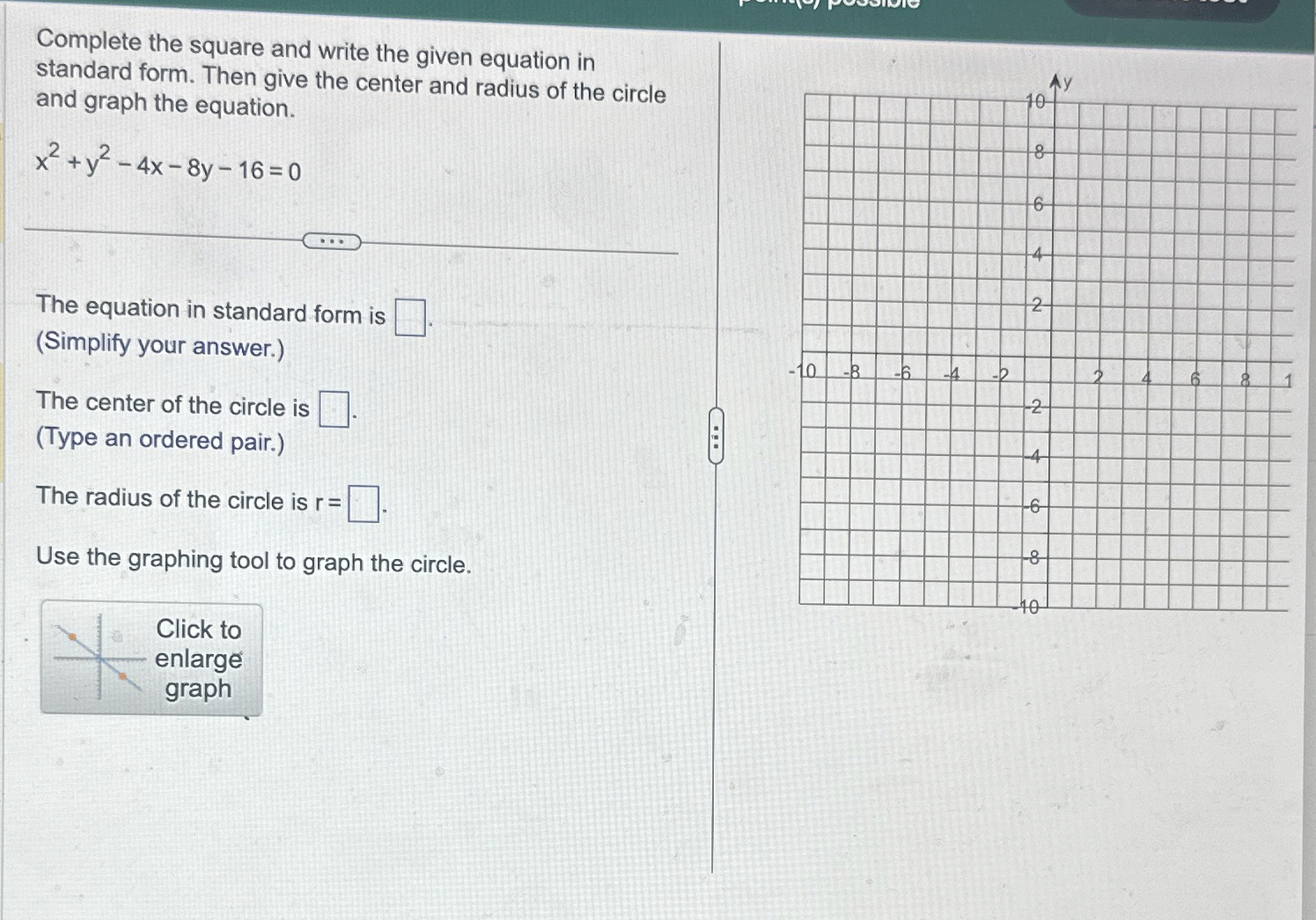 Solved Complete the square and write the given equation in | Chegg.com