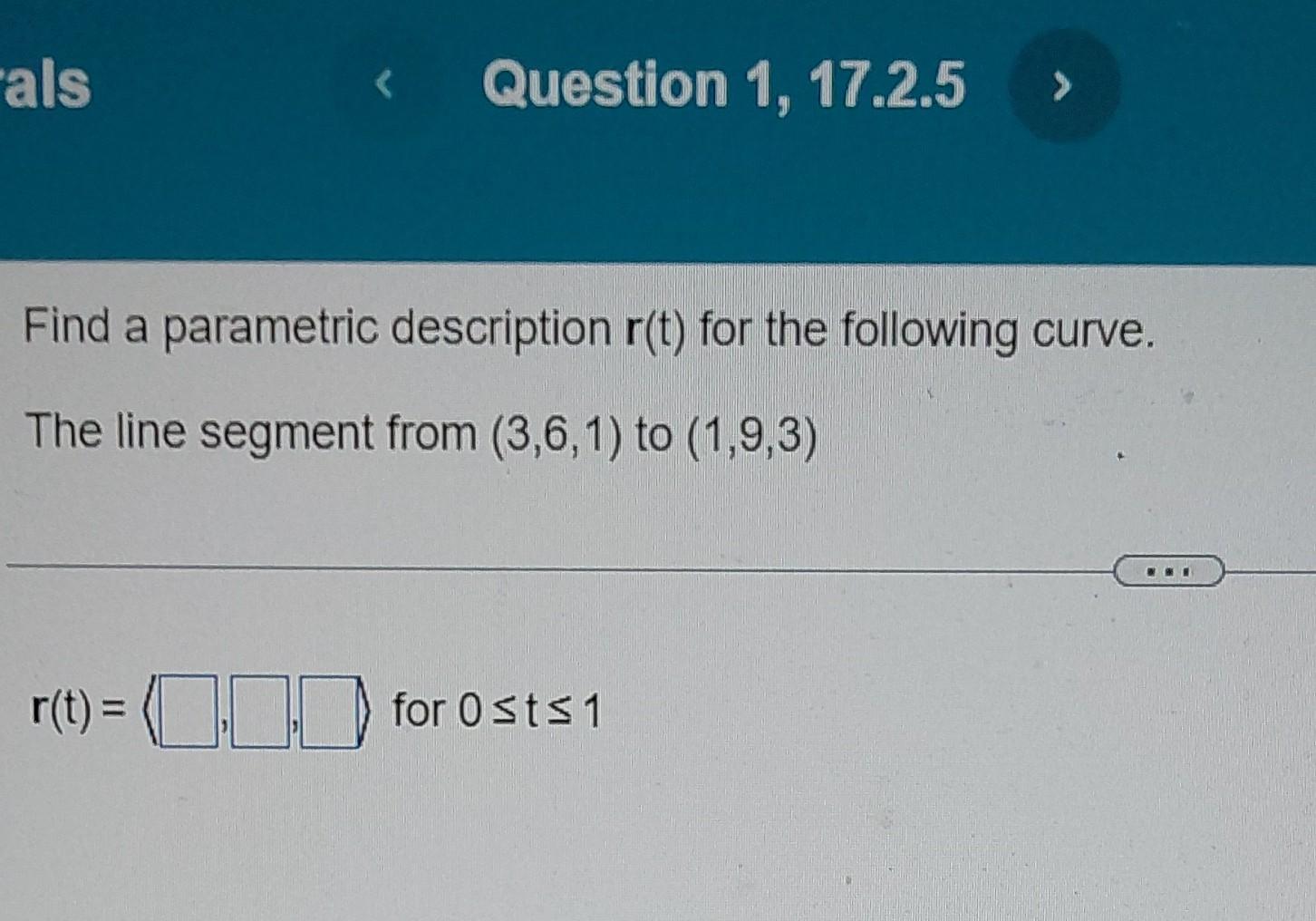 Solved Find a parametric description r(t) for the following | Chegg.com