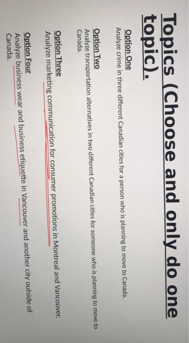 Solved Topics (Choose and only do one topic). Option One | Chegg.com