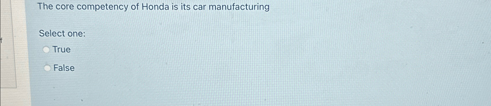 Solved The core competency of Honda is its car | Chegg.com