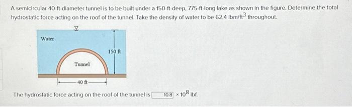 Solved A semicircular 40-ft-diameter tunnel is to be built | Chegg.com