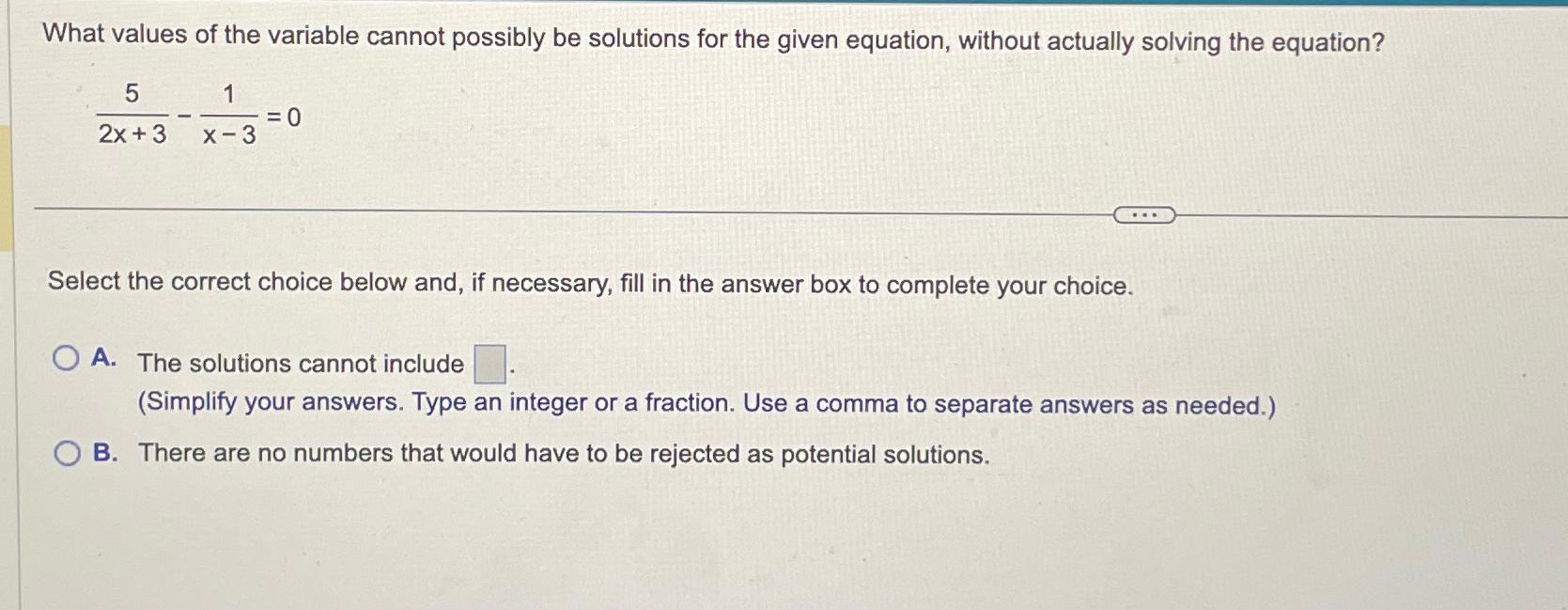 Solved What values of the variable cannot possibly be | Chegg.com