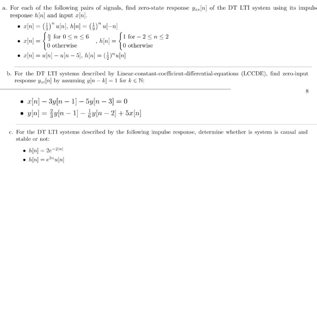 Solved a. ﻿For each of the following pairs of signals, find | Chegg.com