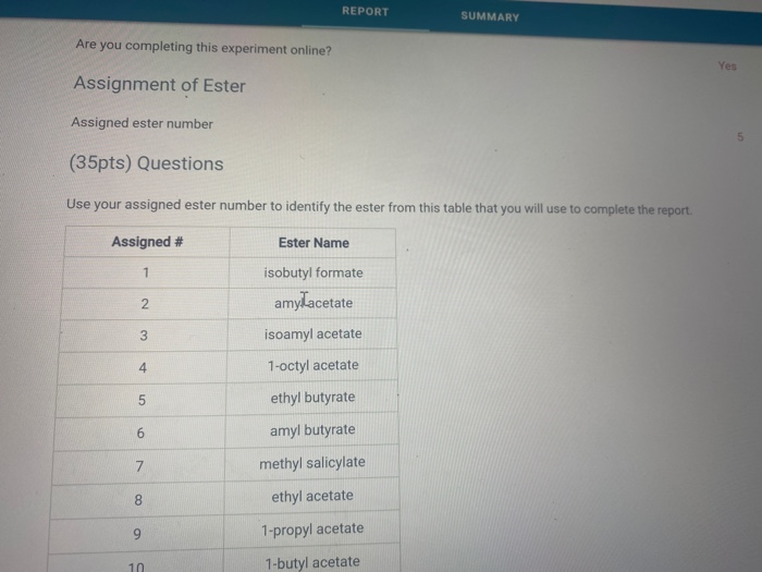 Solved REPORT SUMMARY Are you completing this experiment | Chegg.com