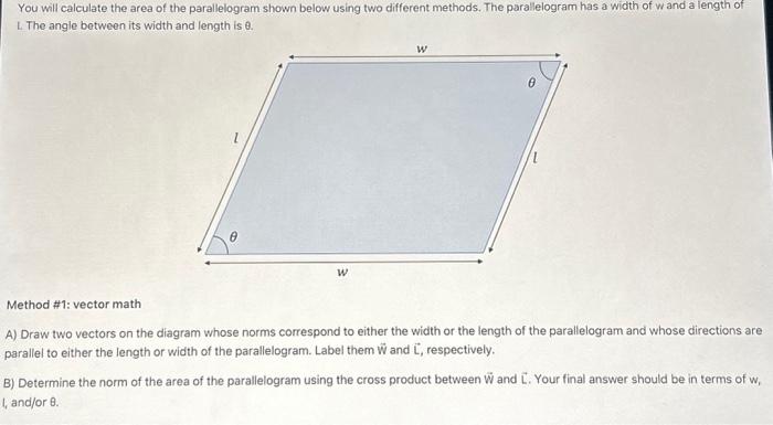 Solved You will calculate the area of the parallelogram | Chegg.com