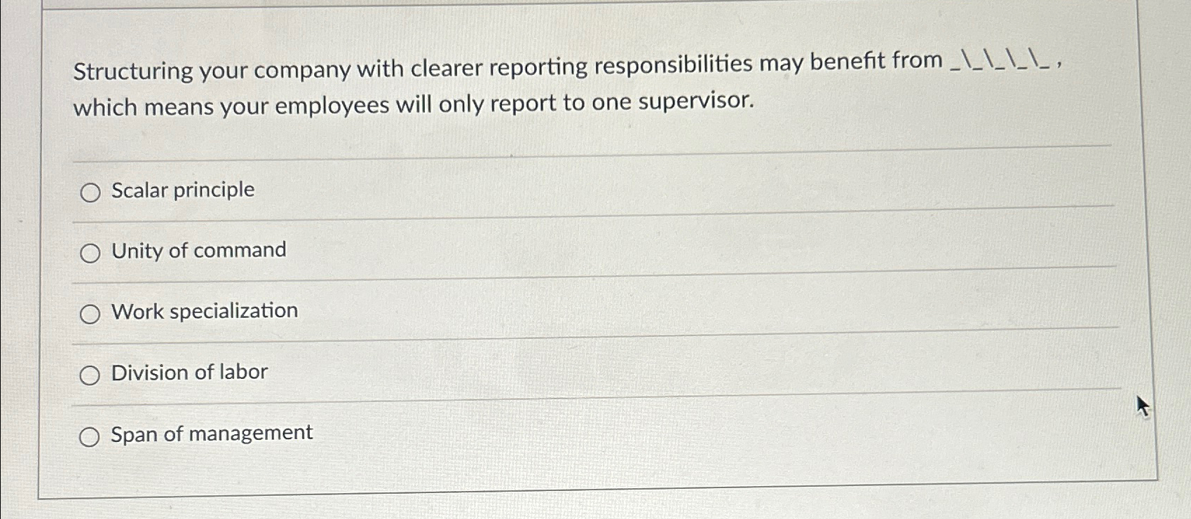 Solved which means your employees will only report to one | Chegg.com
