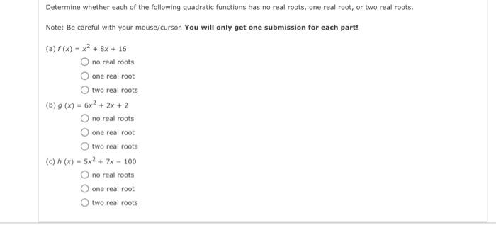 Solved Determine whether each of the following quadratic | Chegg.com