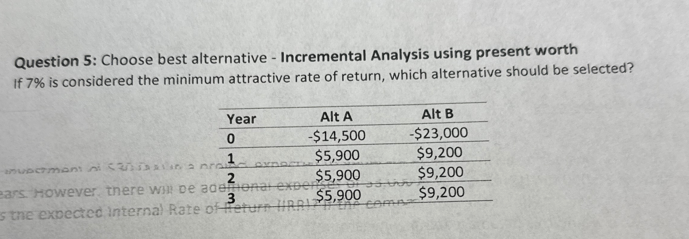Solved Question 5: Choose best alternative - ﻿Incremental | Chegg.com