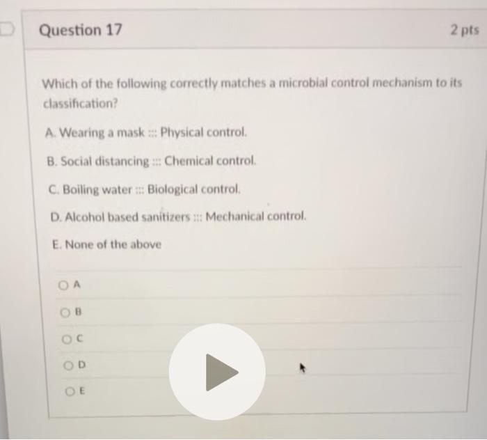 Solved Which of the following correctly matches a microbial | Chegg.com