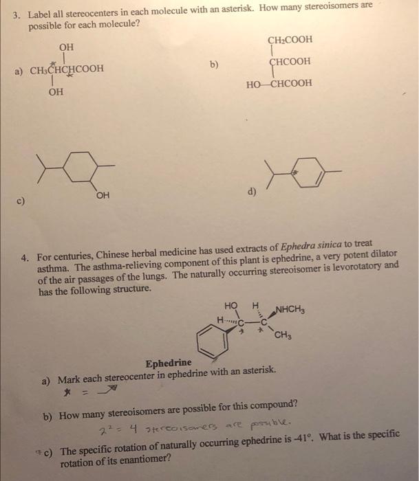 Solved 3. Label all stereocenters in each molecule with an | Chegg.com