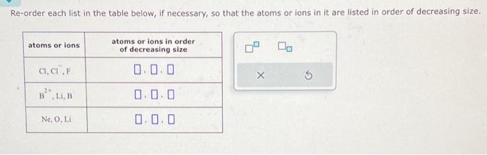 Solved Re-order each list in the table below, if necessary, | Chegg.com