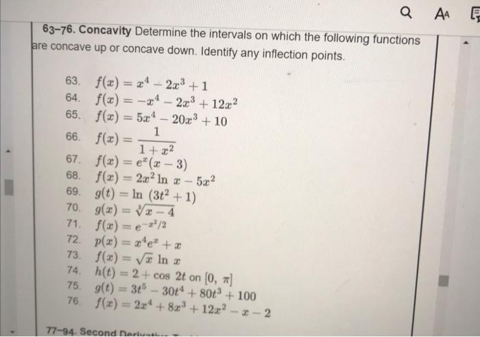 Solved 63-76. Concavity Determine the intervals on which the | Chegg.com