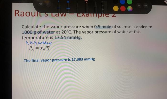 Solved Raoults Law схатрте 2 Calculate the vapor pressure | Chegg.com
