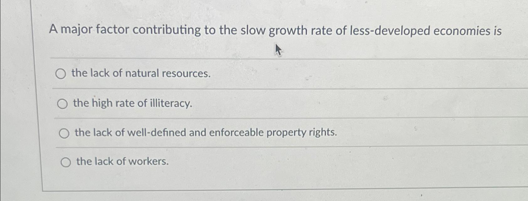 Solved A major factor contributing to the slow growth rate | Chegg.com