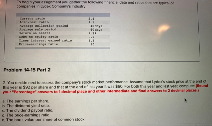 Solved Problem 14-15 Comprehensive Ratio Analysis (LO14-2, | Chegg.com