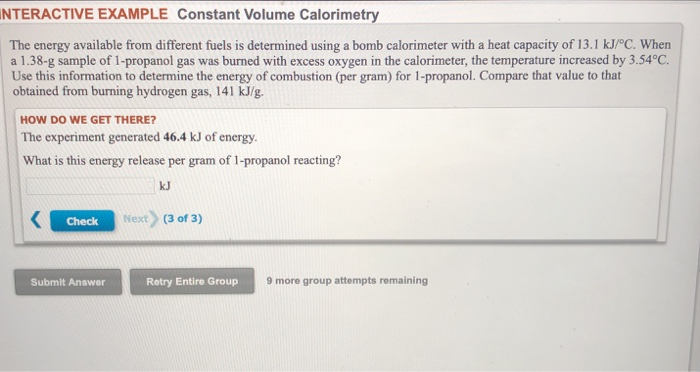 Solved INTERACTIVE EXAMPLE Constant Volume Calorimetry The | Chegg.com