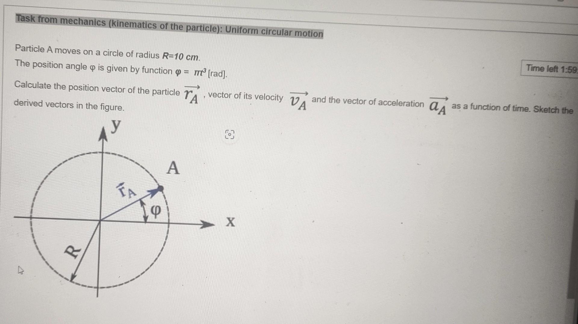Solved Task from mechanics (kinematics of the particle): | Chegg.com