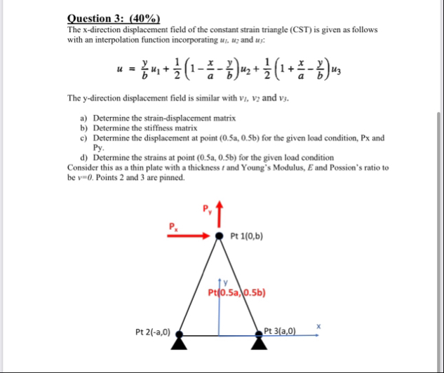 Solved The x -direction displacement field of the constant | Chegg.com