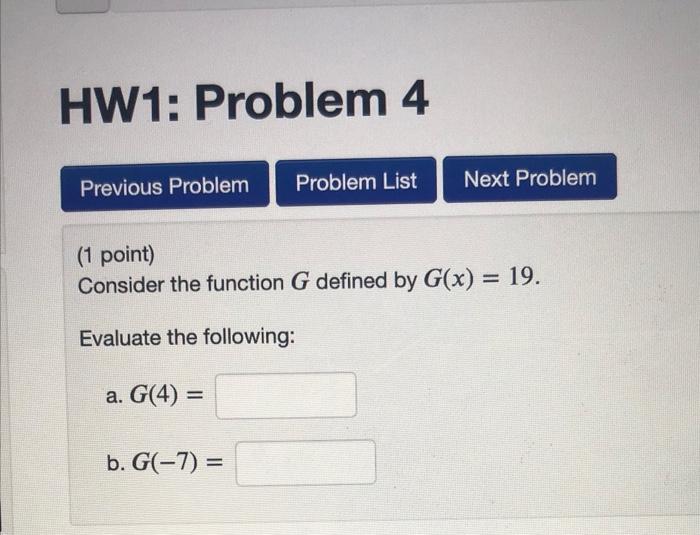 Solved HW1: Problem 4 Previous Problem Problem List Next | Chegg.com
