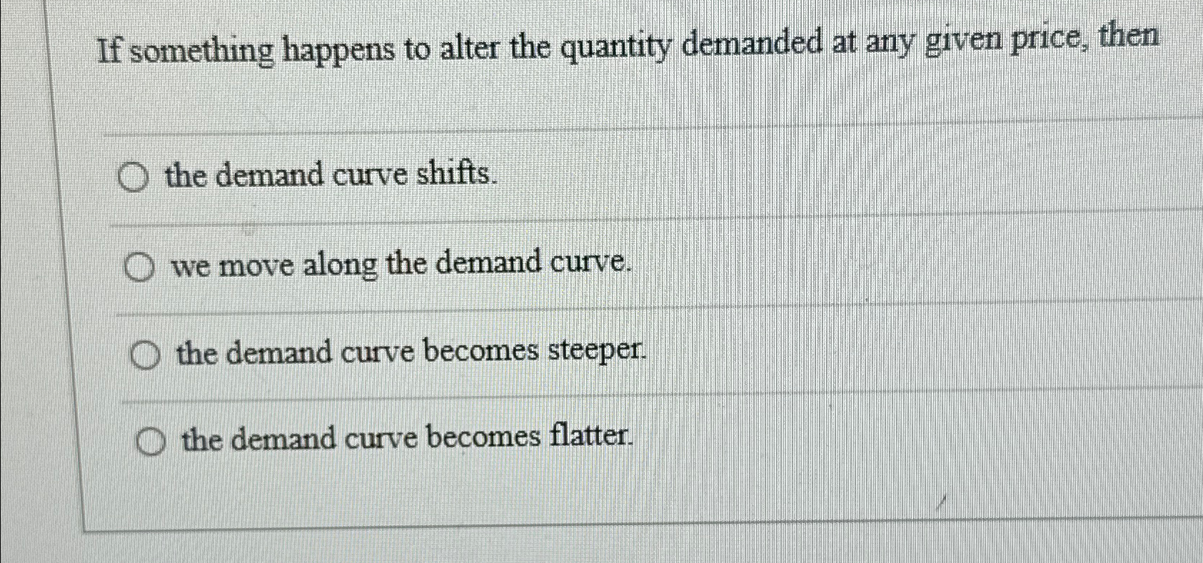 If something happens to alter the quantity demanded | Chegg.com