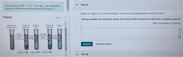 Three cations, Ni2+,Cu2+, and Ag4, are separated Part | Chegg.com