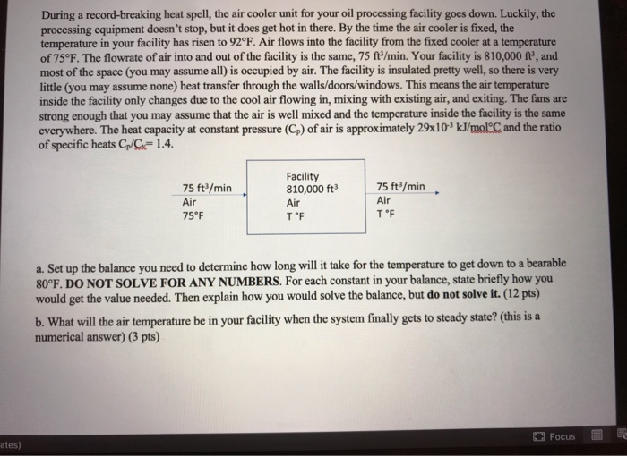 Solved During a record-breaking heat spell, the air cooler | Chegg.com