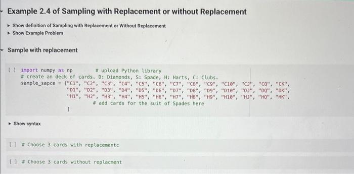 Solved Example 2.4 of Sampling with Replacement or without | Chegg.com