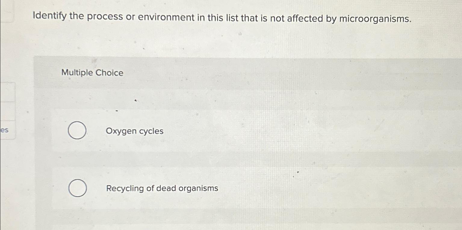 Solved Identify the process or environment in this list that | Chegg.com