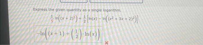 Solved Express the given quantity as a single logarithm. | Chegg.com
