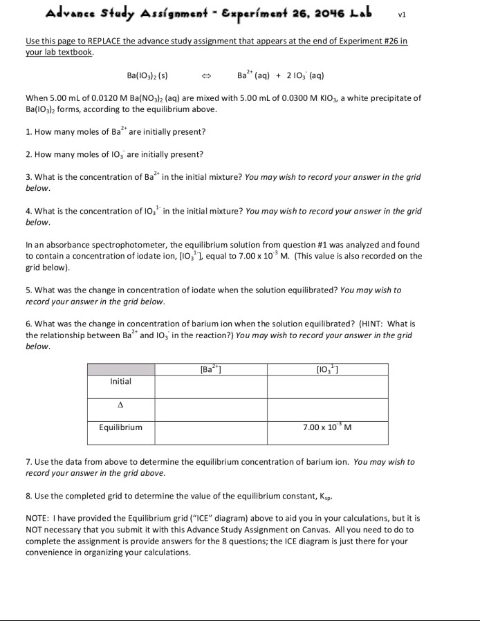 Solved Advance Study Assignment - Experiment 26, 2046 Lab | Chegg.com