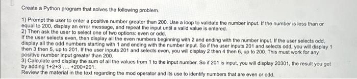 Solved Create a Python program that solves the following | Chegg.com