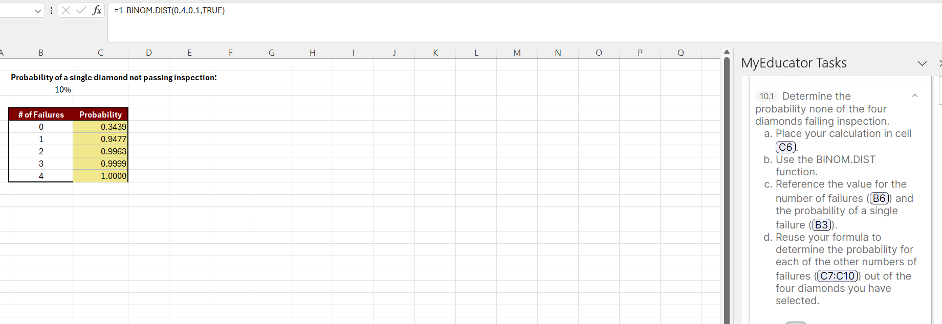 Solved MyEducator Tasks10.1 ﻿Determine theprobability none | Chegg.com