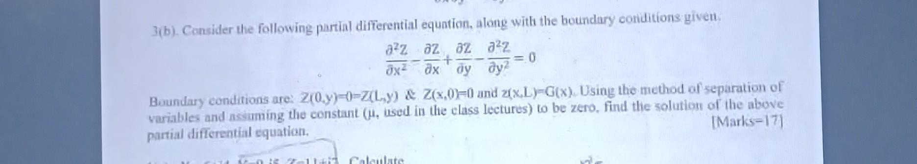Solved 3(b). Consider the following partial differential | Chegg.com