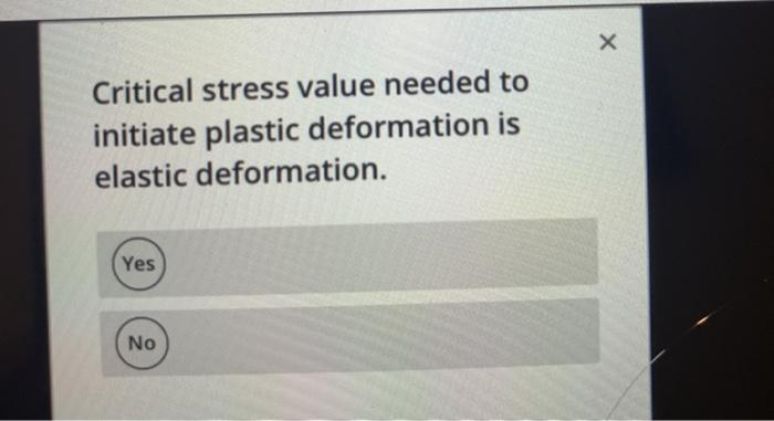 Solved х Critical stress value needed to initiate plastic | Chegg.com Solved х Critical stress value needed to initiate plastic | Chegg.com