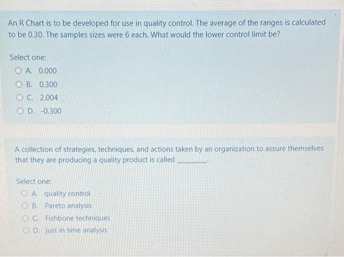 Solved An R Chart is to be developed for use in quality | Chegg.com