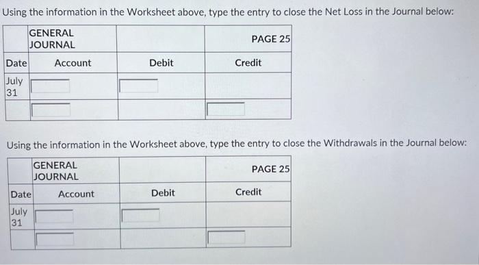 Solved Using the information in the Worksheet above, type | Chegg.com