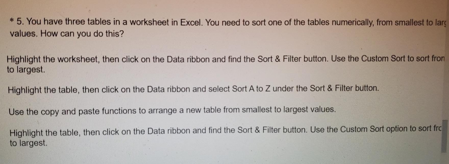 Solved You have three tables in a worksheet in Excel. You | Chegg.com