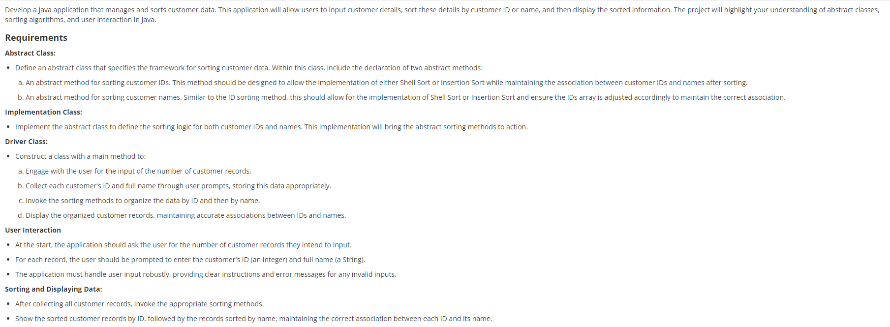 Solved Develop a Java application that manages and sorts | Chegg.com