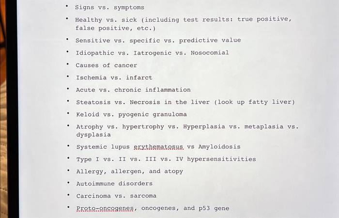 Solved - Signs vs. symptoms - Healthy vs. sick (including | Chegg.com