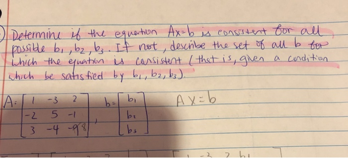 Solved Determine If The Equation Ax B Is Consistent For